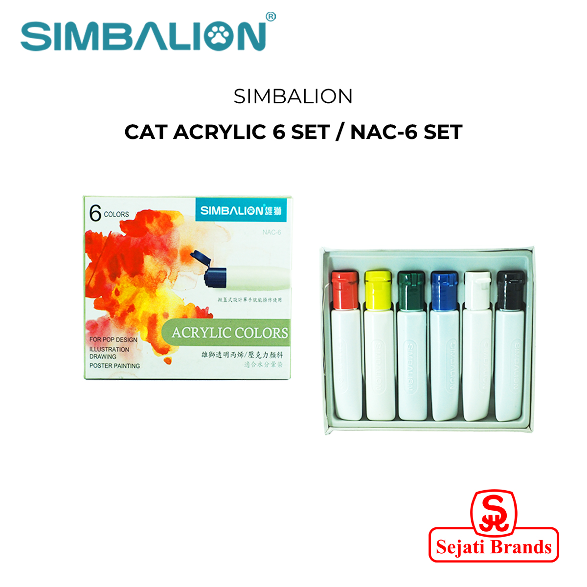 Cat Akrilik NAC-6 Set 6 Colors - Sejati Brands